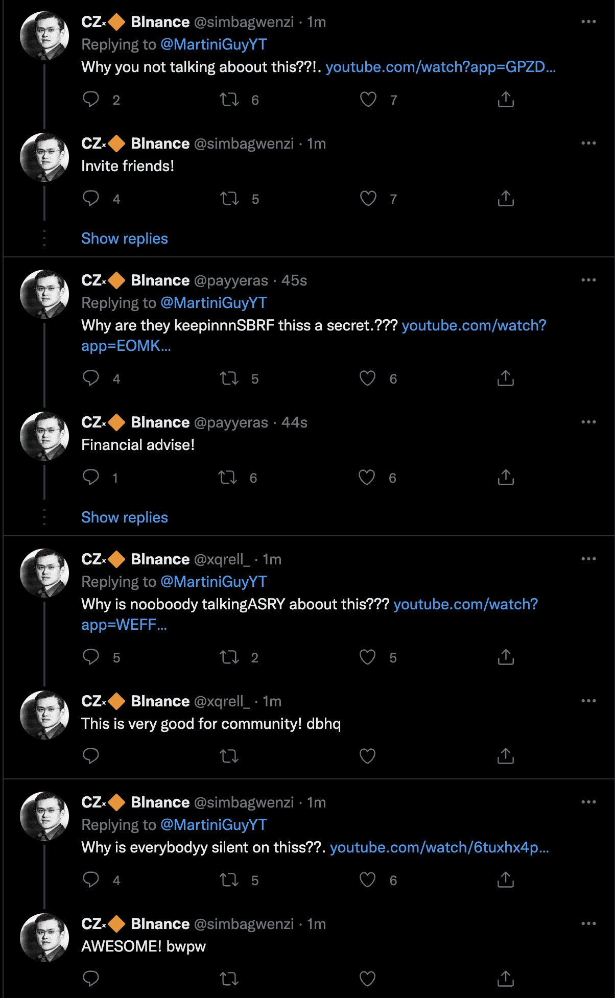 That Martini Guy ₿ on Twitter: "Hey @cz_binance will you stop spamming ...
