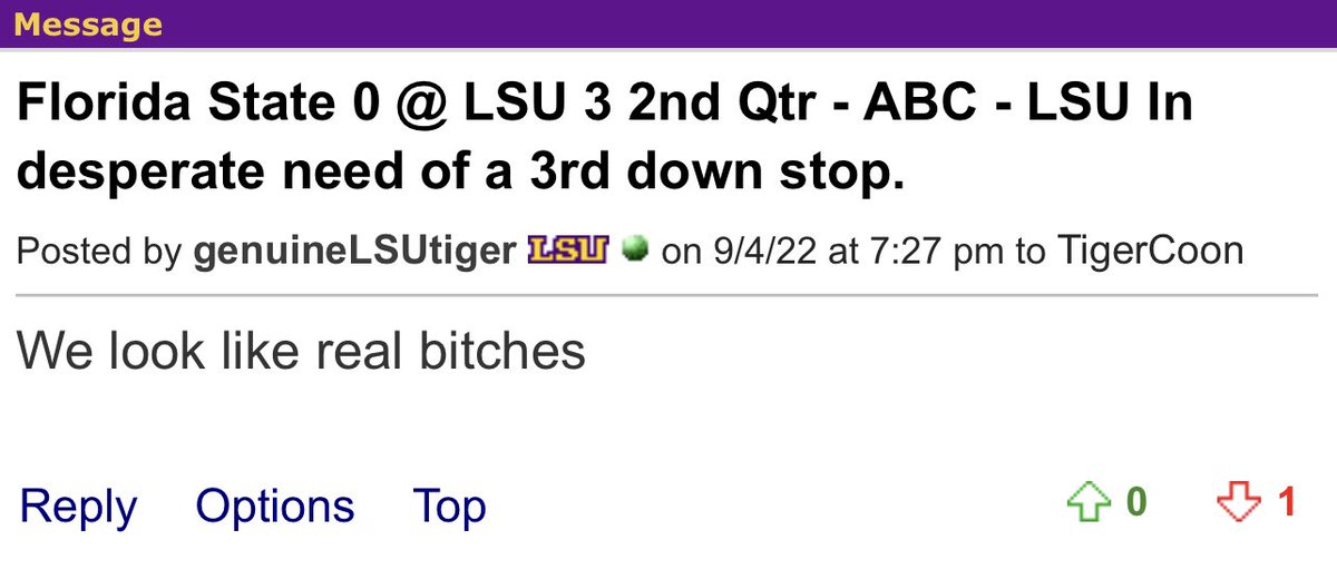 Message Board Geniuses on Twitter: "#LSU is now losing 7-3 early in the second quarter. # ...