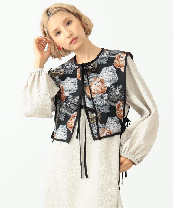 20周年の中川翔子🍒🍉🍫 on Twitter: "mmts 猫いっぱいベスト ゴージャスゴブラン織り！ 重ねて着るだけでおしゃれUP！ https://t.co/LTixFN5GeC ...