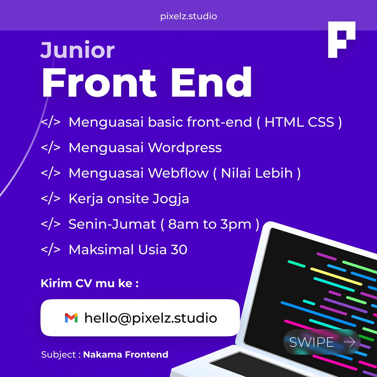 Pixelz Studio on Twitter: "Hola People ! Kami lagi nyari Nakama baru nih. Daftarkan diri kamu ...