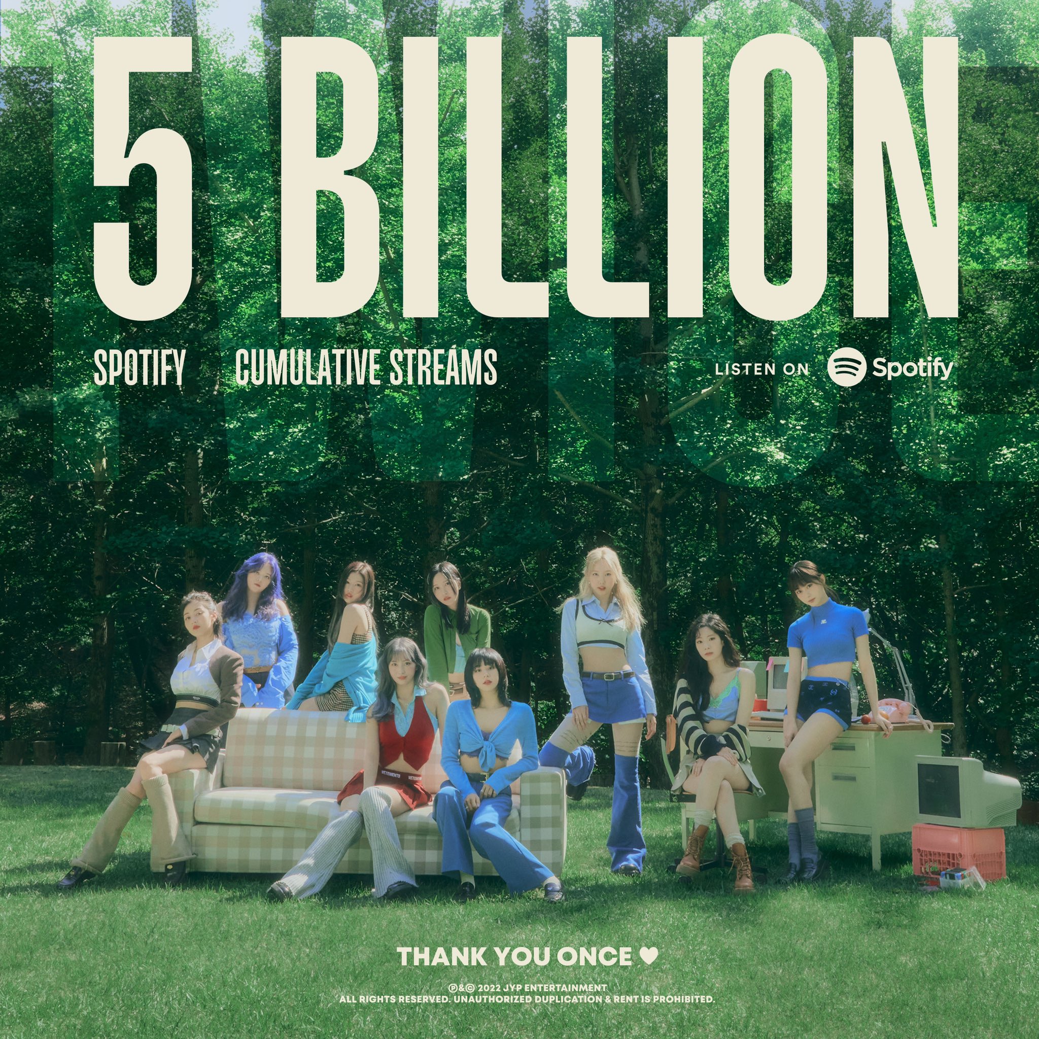 TWICE on Twitter: "Thank you, @Spotify 💕 5 Billion Cumulative Streams Thank you so much, ONCE💖 # ...