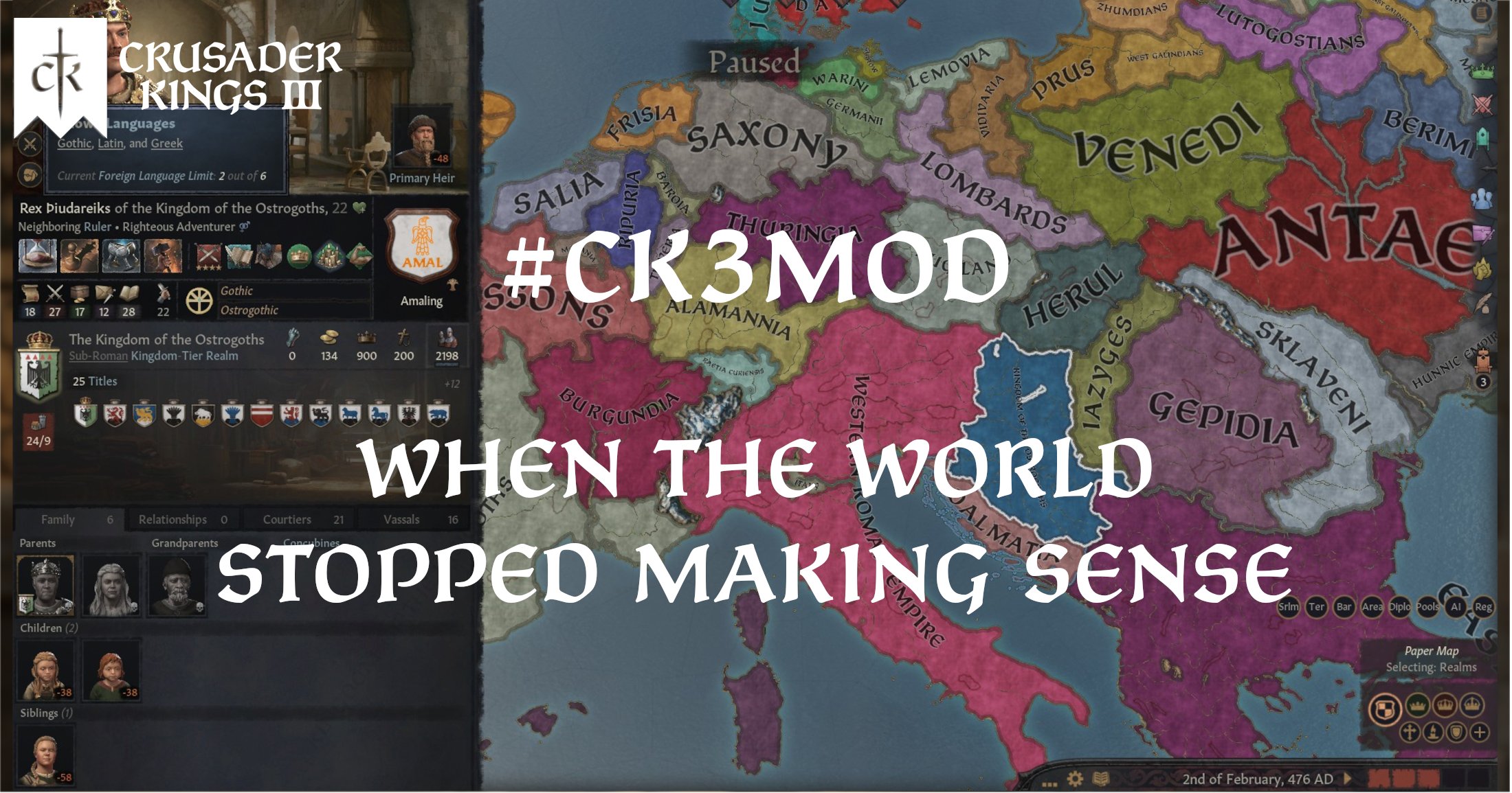 Crusader Kings III on Twitter: "#CK3Mod - When the World Stopped Making Sense 🏛️ Start your game ...