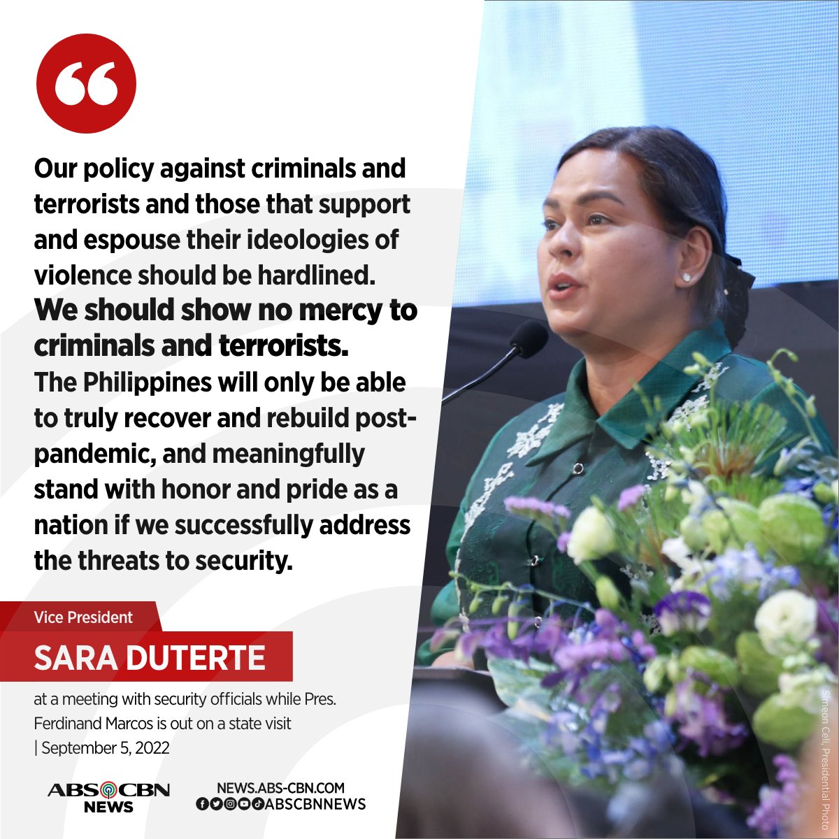 ABS-CBN News on Twitter: "Vice President Sara Duterte expresses the country's firm stance ...