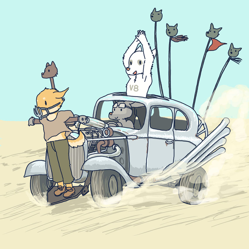 motor vehicle ground vehicle car furry goggles furry male dog ...