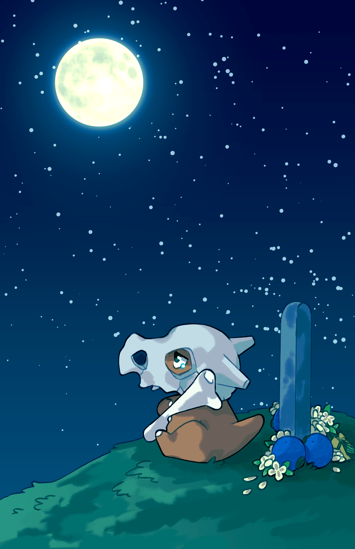 Sad Cubone At Grave