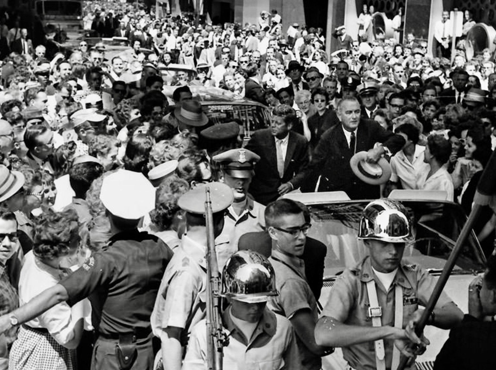 Michael Beschloss on Twitter: "JFK and LBJ, side by side, in Dallas motorcade, this month 1960 ...
