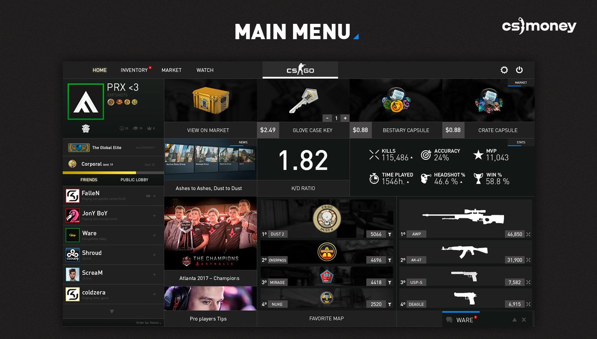 CS.MONEY on Twitter: "Do you guys like this minimalistic version of the CS:GO UI made by Tincho ...