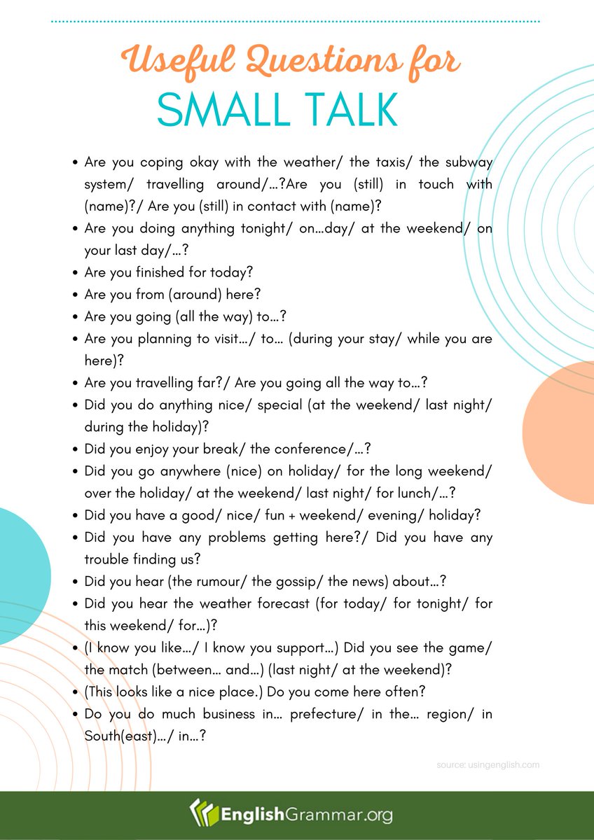 English Grammar on Twitter: "Do you like small talk? Here are some ...