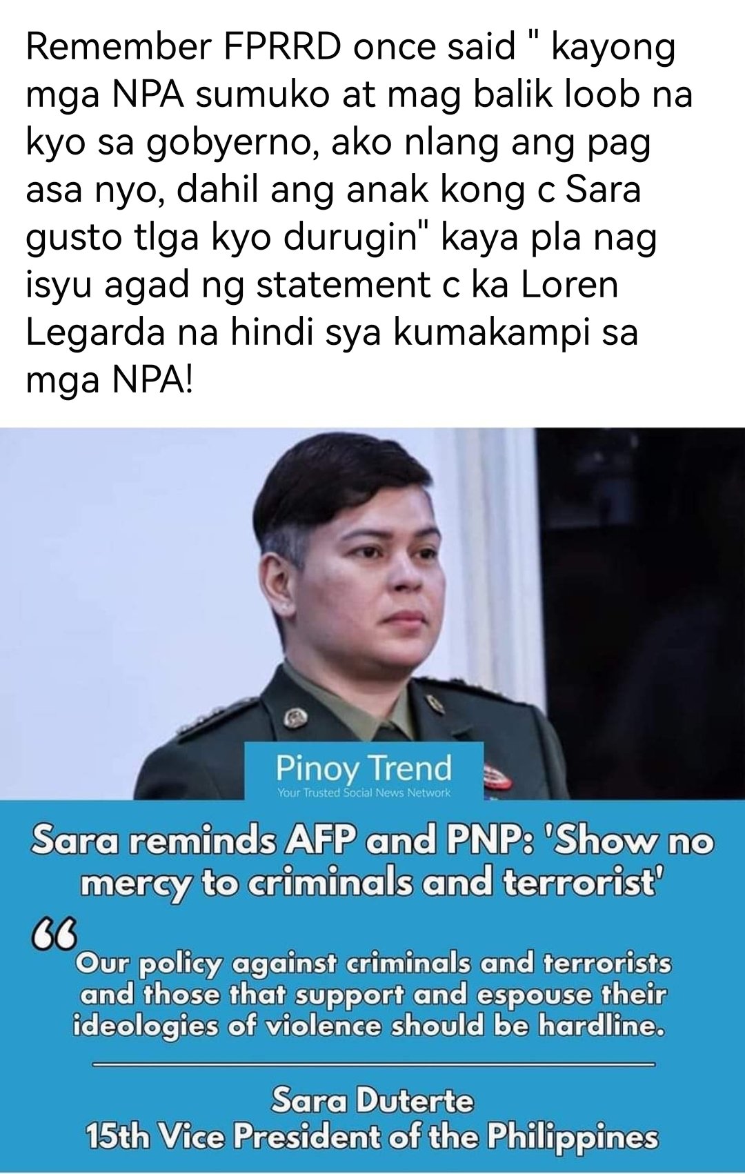 Al Nhil on Twitter: "Kaya pla tiklop agad ang buntot ni ka Loren Legarda, natakot madurog! https ...
