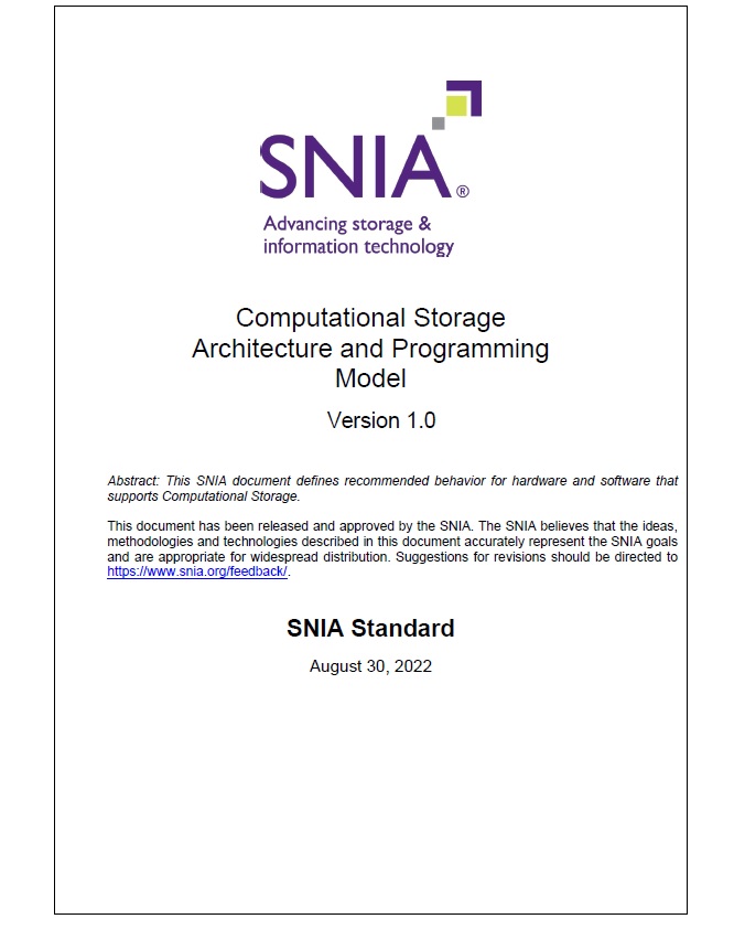 OGAWA, Tadashi on Twitter: "=> Computational Storage Architecture and Programming Model, Version ...