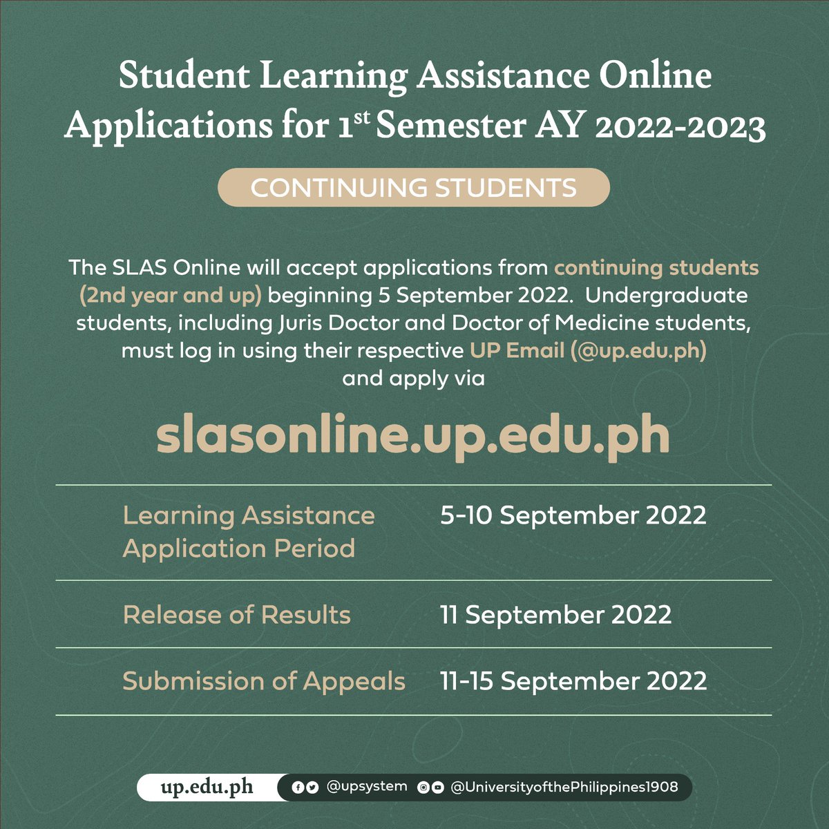 UP Diliman on Twitter: "The UP System Office of Student Development Services is accepting ...