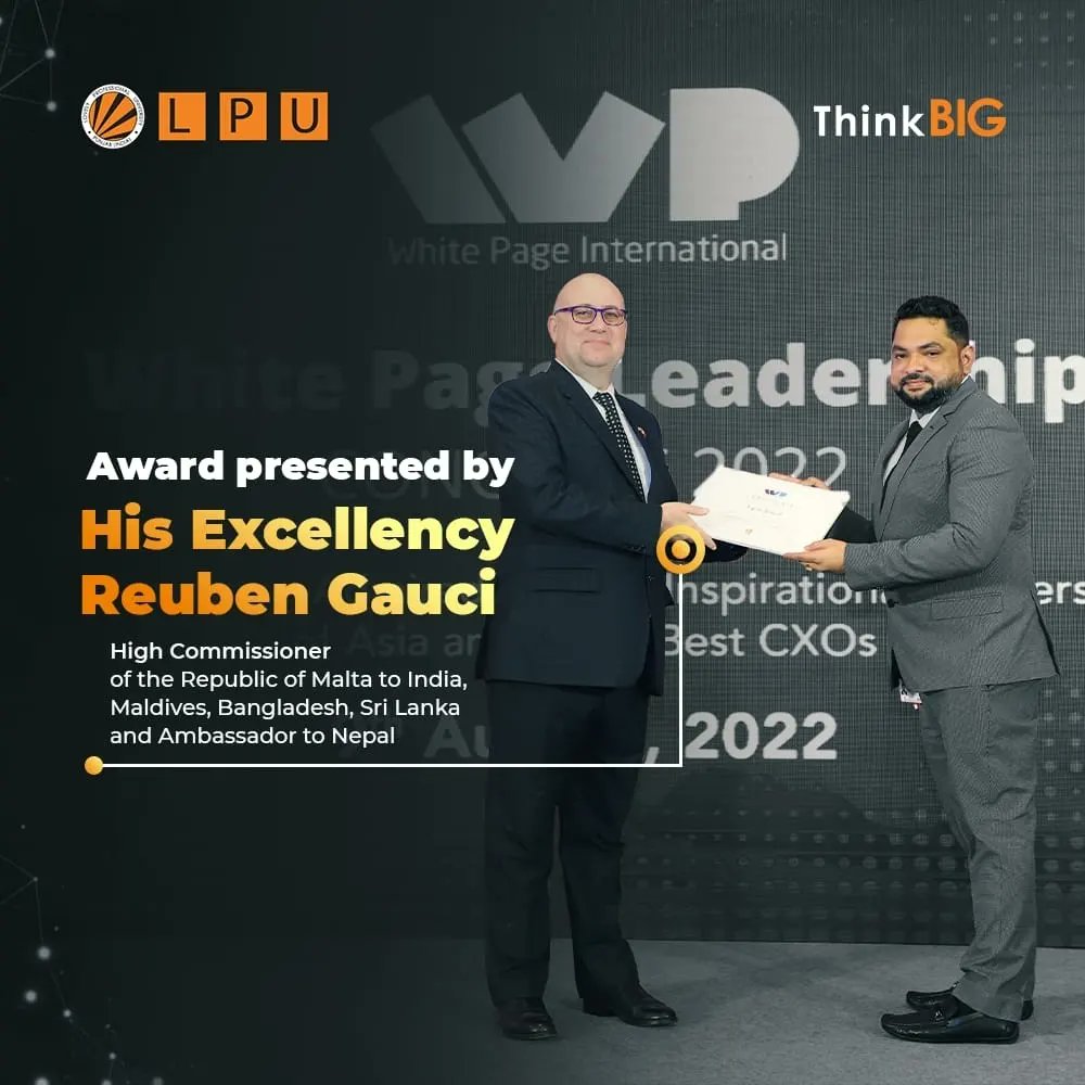 Lovely Professional University - LPU on Twitter: "The award has been presented to him by His ...