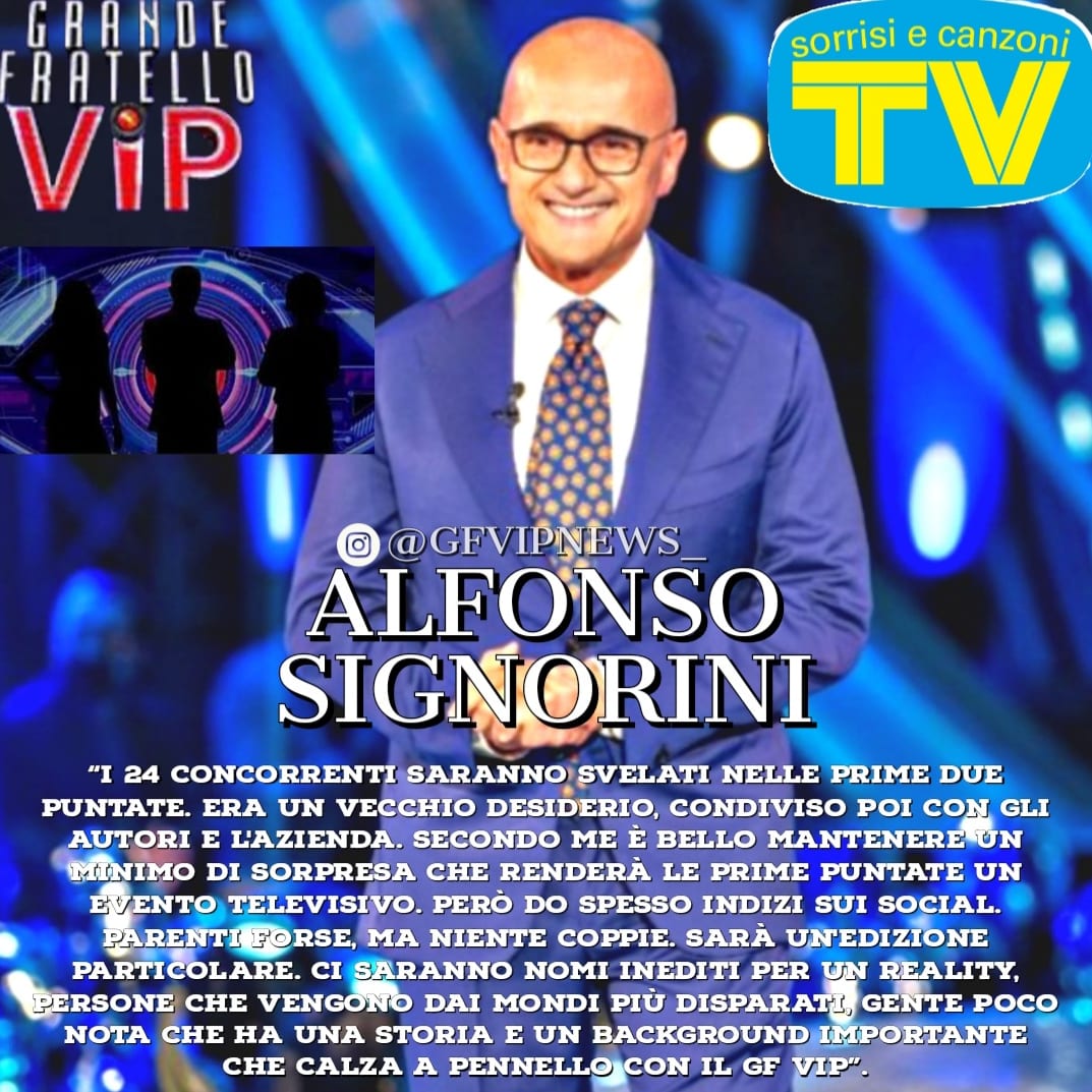 gfvipnews_ on Twitter: "Alfonso Signorini sui nuovi concorrenti di #GFVIP: “I 24 concorrenti ...