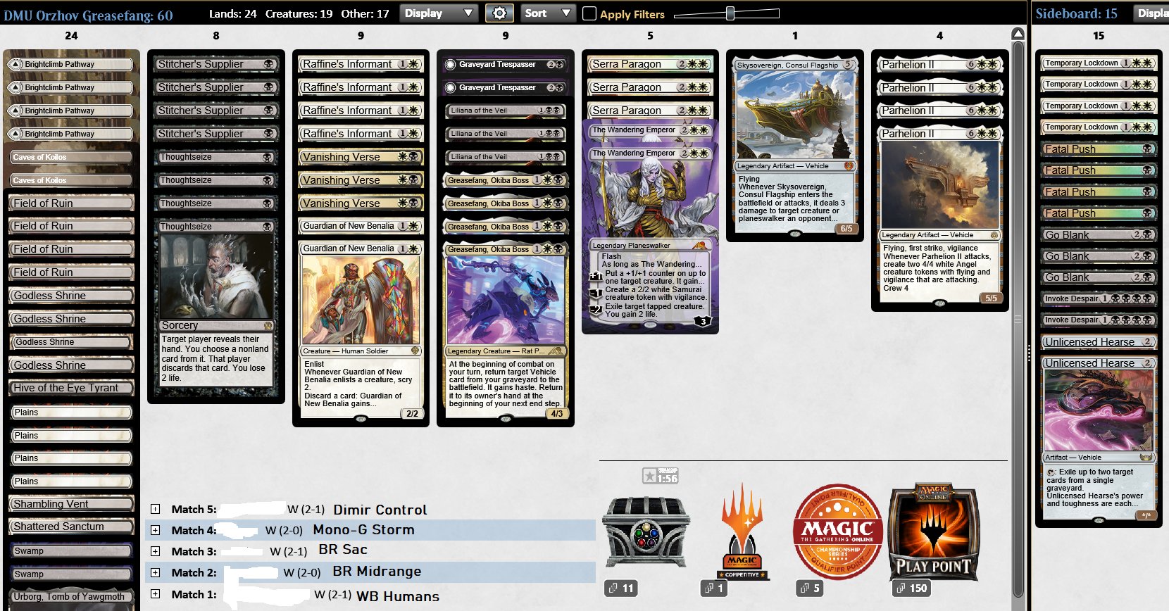 ptbench on Twitter: "Pioneer 🏆 #1 of the new season with Orzhov Greasefang featuring the best ...