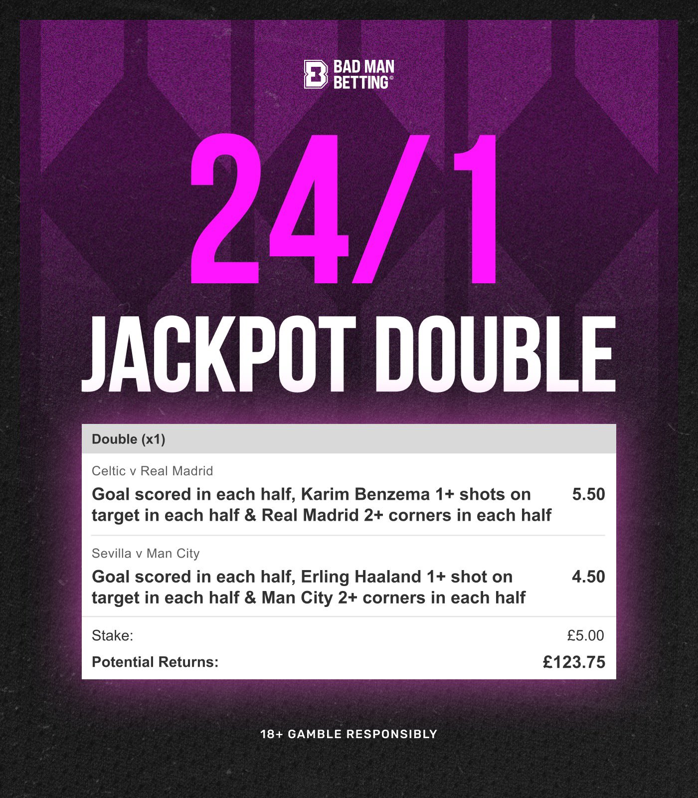 Bad Man Betting on Twitter: "🏟 24/1 #UCL JACKPOT DOUBLE! Here it is, surely everyone agrees it ...