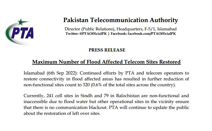 PTA on Twitter: "Press Release: Continued efforts by PTA and telecom operators to restore ...