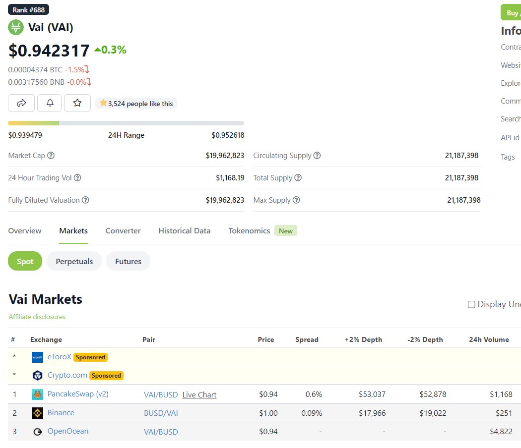 1/ $FRAX stablecoin is a giant compared to Venus $VAI $1.3B market cap for FRAX vs $20M for VAI ...