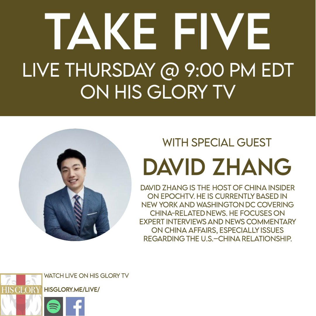 HIS GLORY on Twitter: "All New Tonight! Take FiVe w/David Zhang @ 9pm EST https://t.co ...