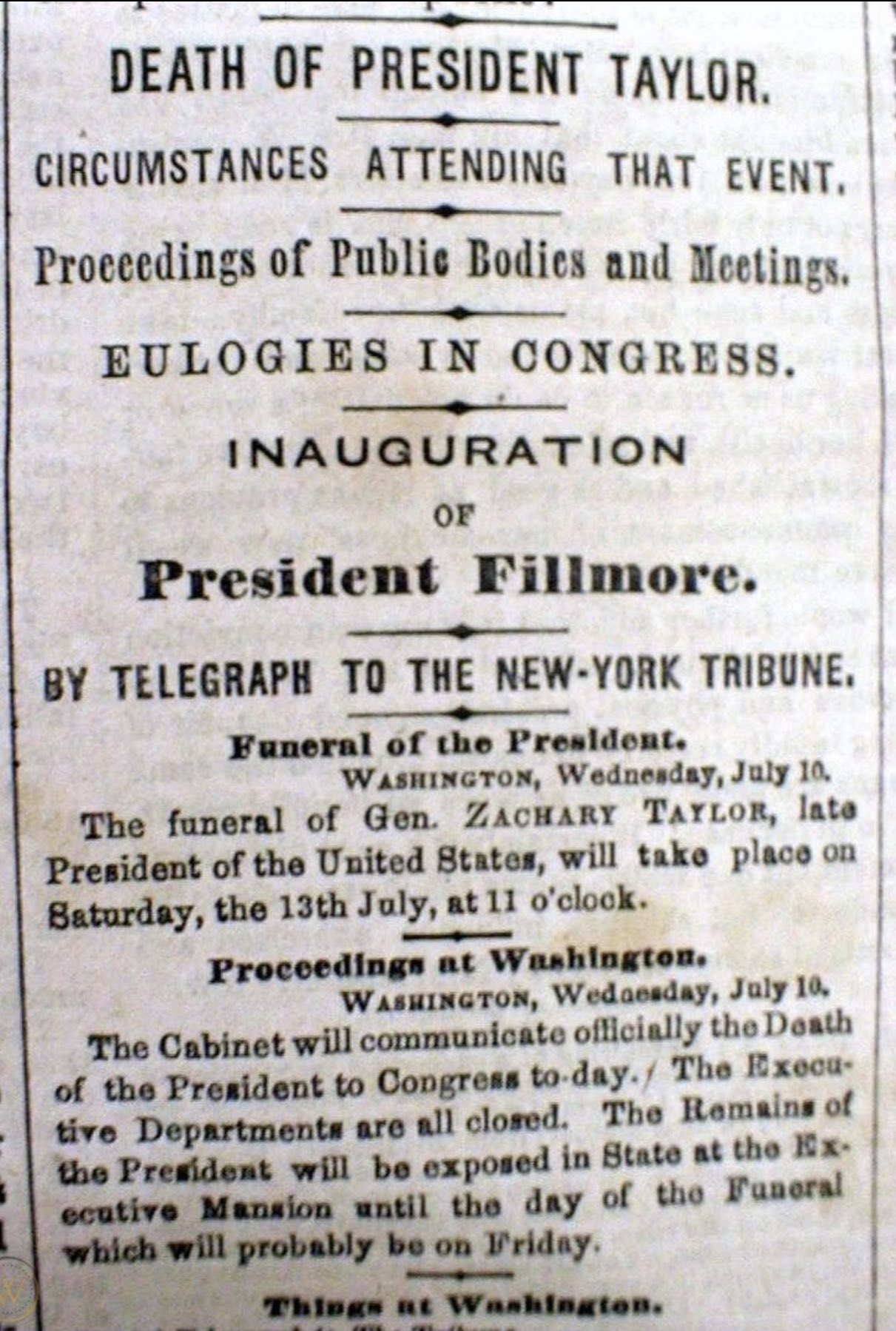 Zachary Taylor Death