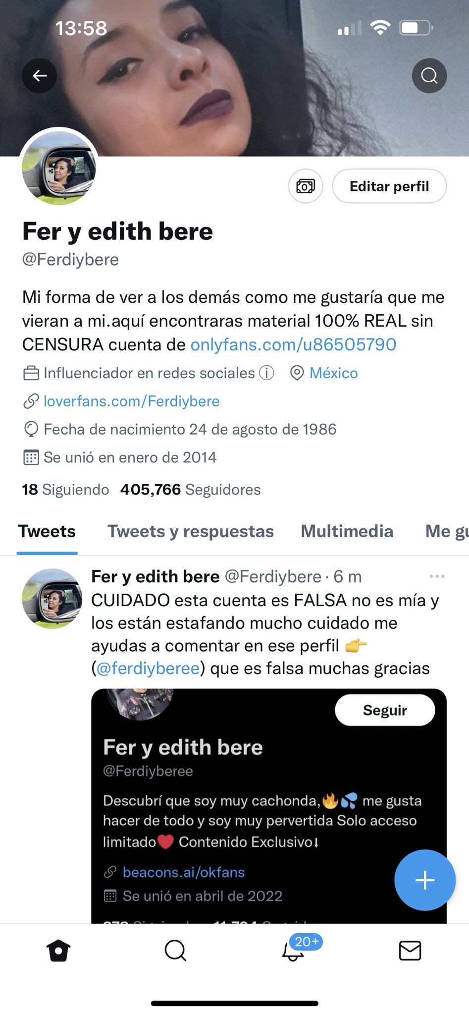 Fer y edith bere on Twitter: "@ElmerRamazzini @Ferdiyberee Esta es mi única cuenta es la oficial ...