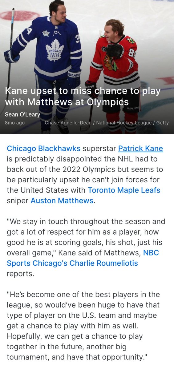 Patrick Kane 2022 Olympics