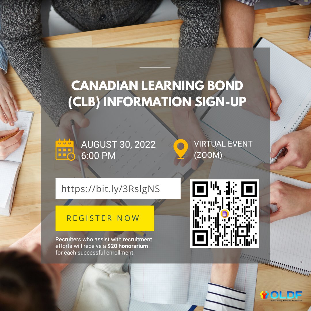 OLDFInc on Twitter: "OLDF is hosting information sessions for the Canada Learning Bond! Learn ...