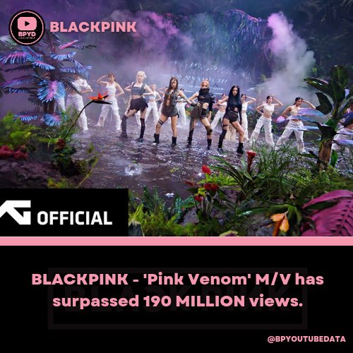 BLΛCKPIИK GLOBAL on Twitter: "RT @bpyoutubedata: BLACKPINK - 'Pink Venom' M/V has surpassed 190 ...