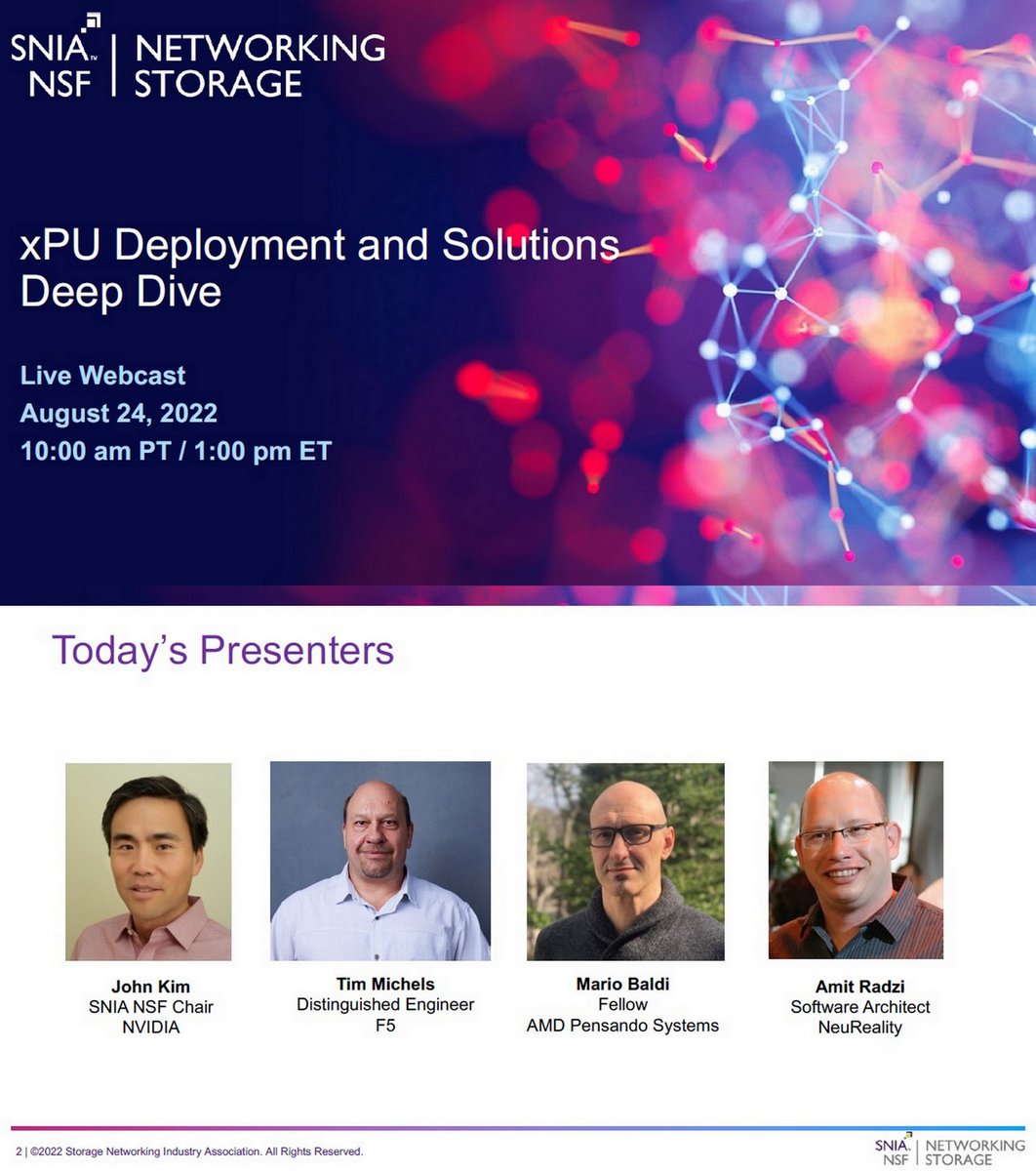 OGAWA, Tadashi on Twitter: "=> "xPU Deployment and Solutions Deep Dive [3/3]", SNIA Webinar, Aug ...