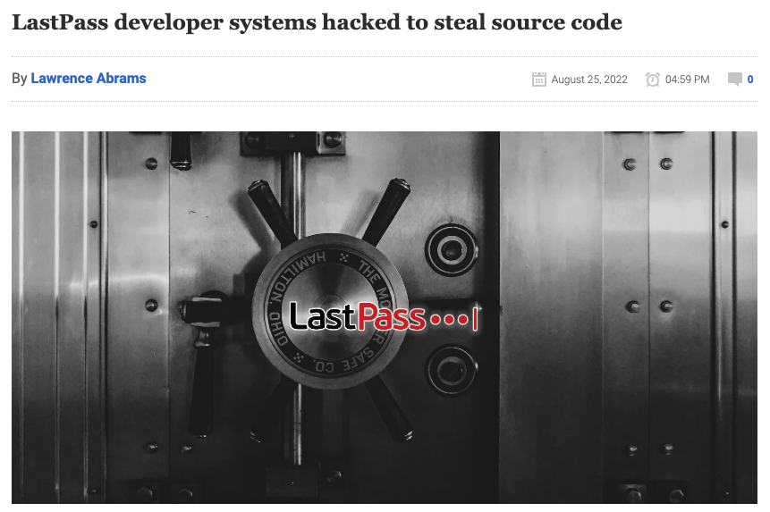 Wallet Guard on Twitter: "⚠️ SECURITY ALERT LastPass Developer Systems Hacked: - Seems no users ...