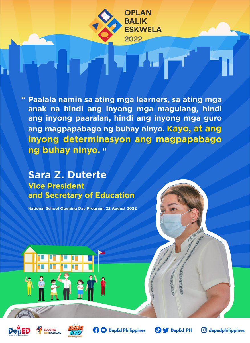DepEd on Twitter: "Nagbahagi ng mensahe si VP-Secretary Duterte para sa mga mag-aaral sa kanyang ...