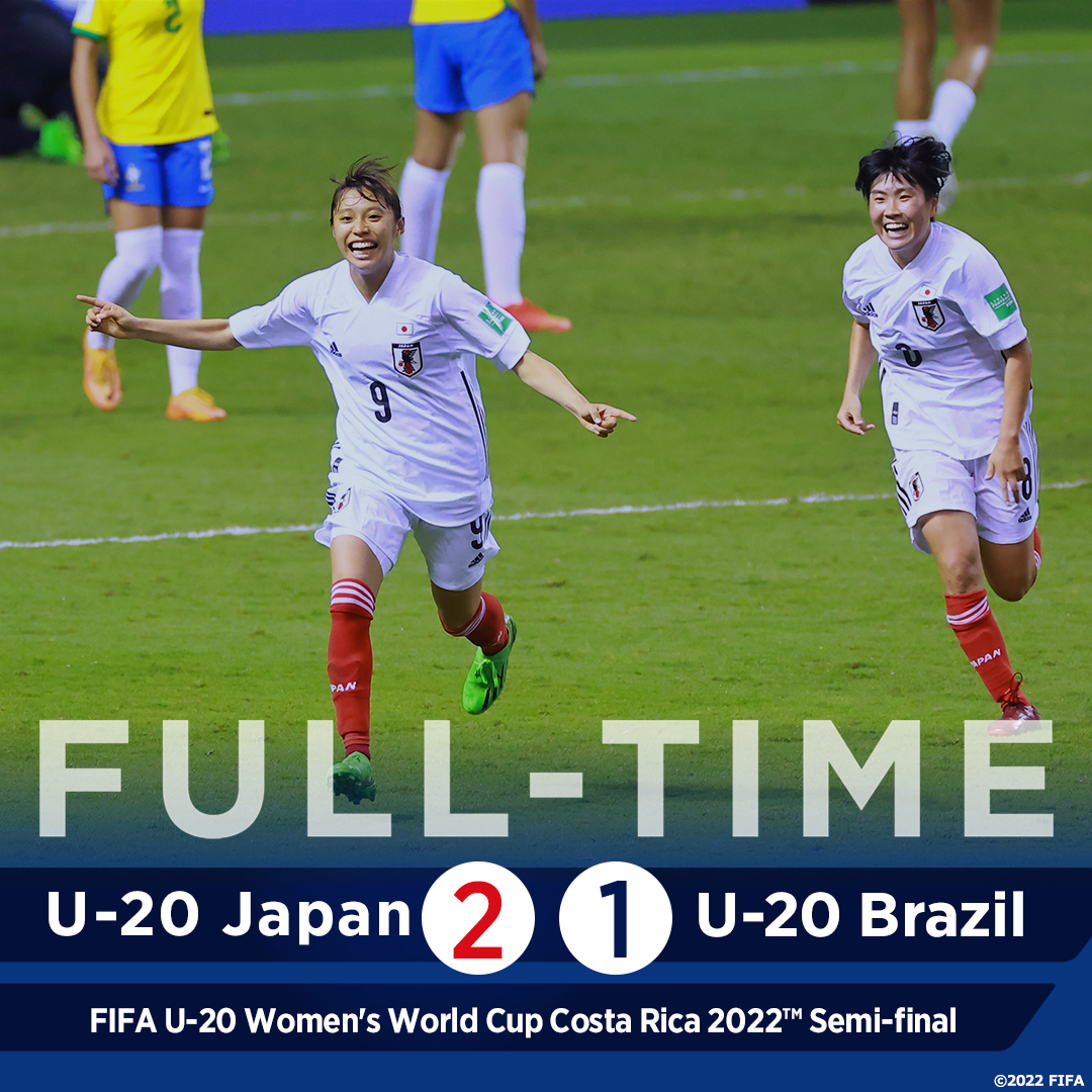 JFAなでしこサッカー on Twitter: "⚽️試合終了⚽️ 🏆FIFA U-20女子 #ワールドカップ 準決勝 🇯🇵#U20日本女子代表 2-1 U-20ブラジル女子代表🇧🇷 ⌚️11 ...