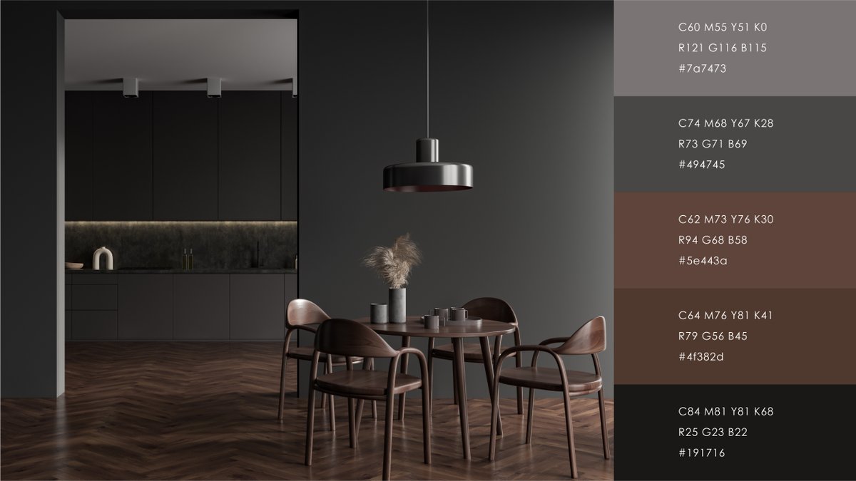 ingectar-e design on Twitter: "【大人シックな5色配色】 秋冬に使えそうな配色、 素敵な写真から抽出してみました。 ブラウン系にグレーを入れると グッと大人シック ...