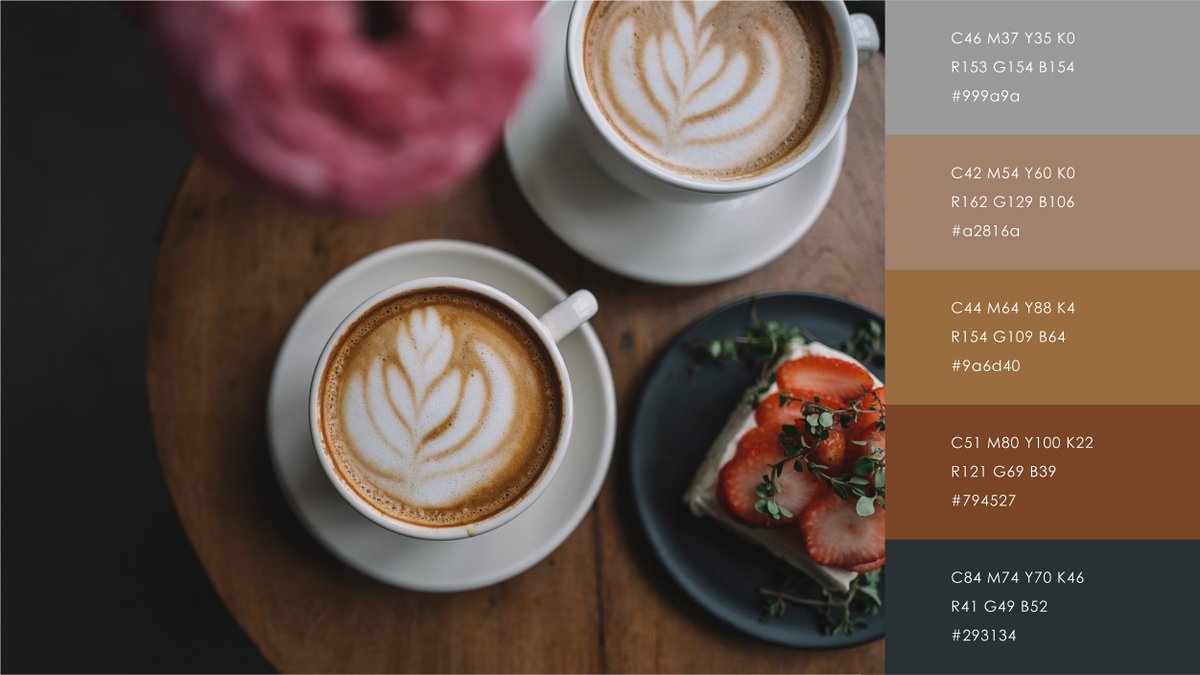 ingectar-e design on Twitter: "【大人シックな5色配色】 秋冬に使えそうな配色、 素敵な写真から抽出してみました。 ブラウン系にグレーを入れると グッと大人シック ...