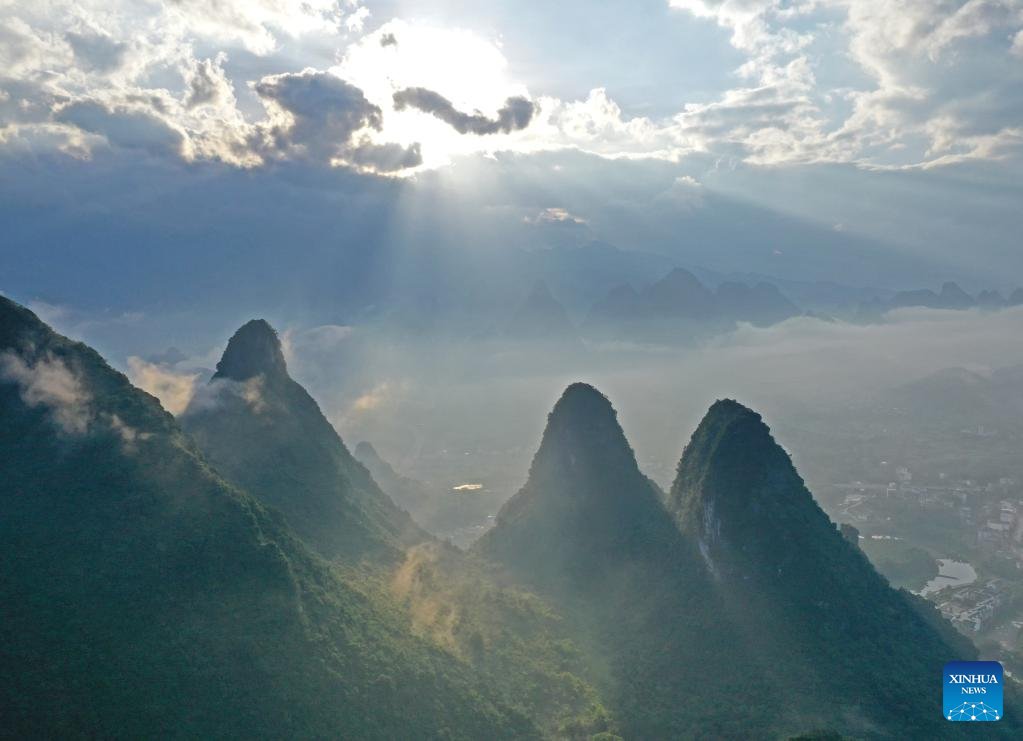 #ChinaCanvas Aerial photos show the scenery at Xingping town in ...