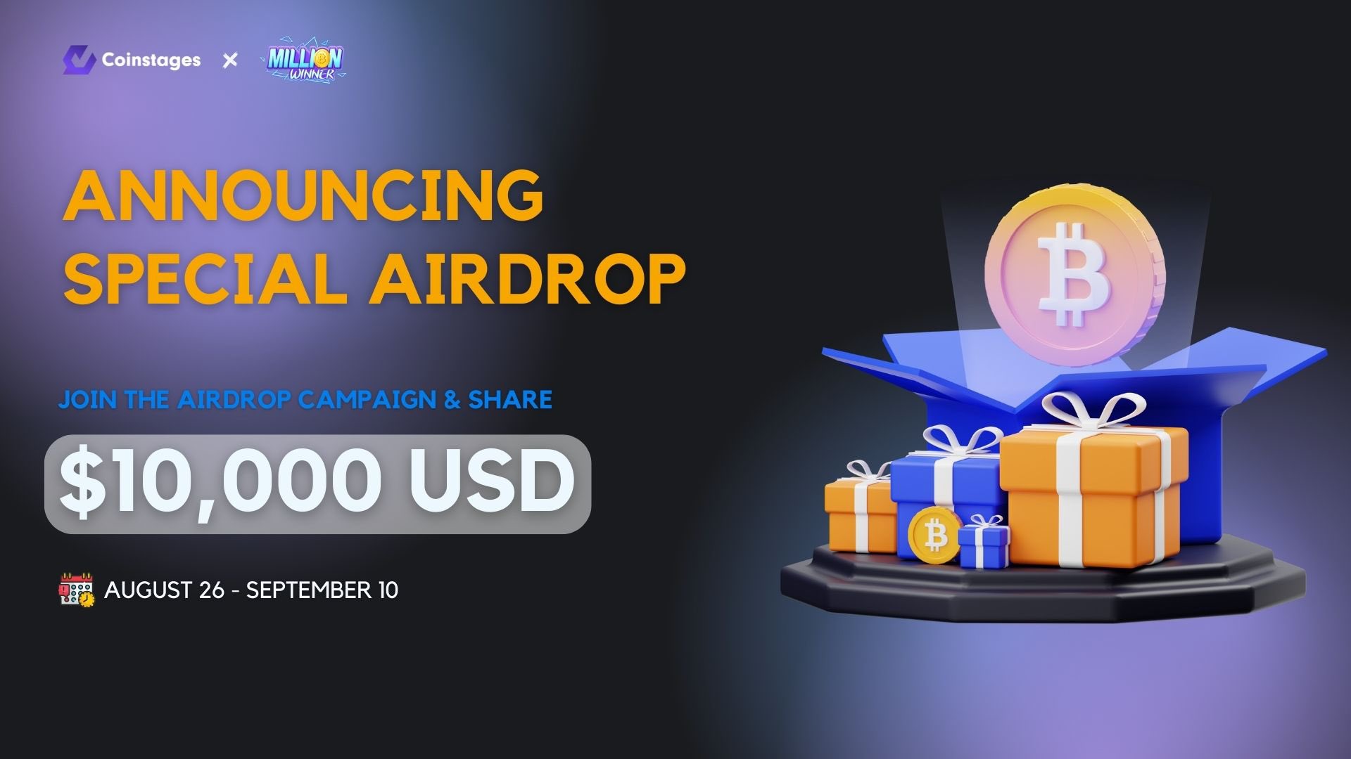 Coinstages on Twitter: "🎉MillionWinner Special Airdrop!! 🔥We are excited to announce our first ...