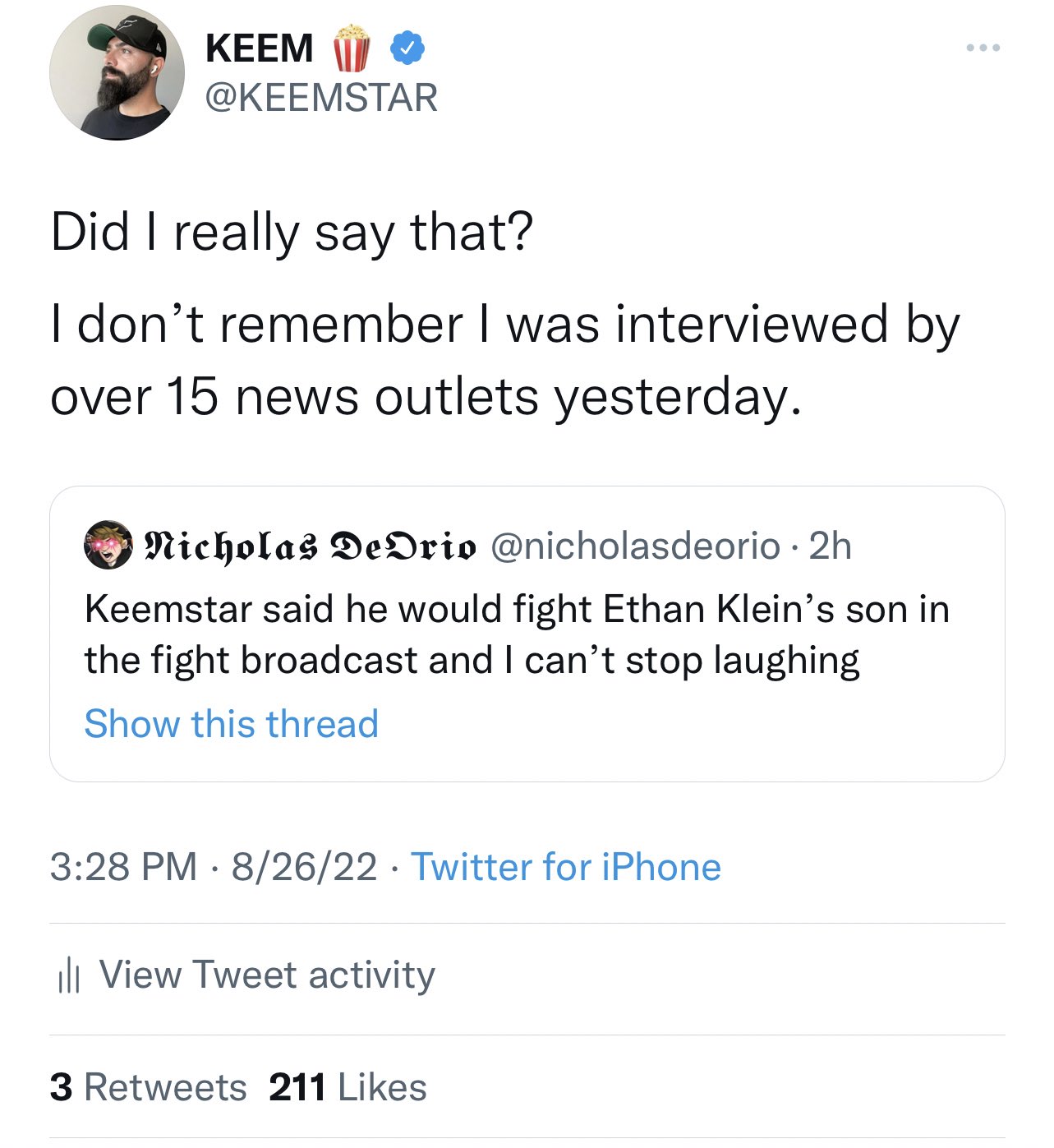 KEEM 🍿 on Twitter: "@nicholasdeorio quote RT not showing up. Am I shadow banned? https://t.co ...