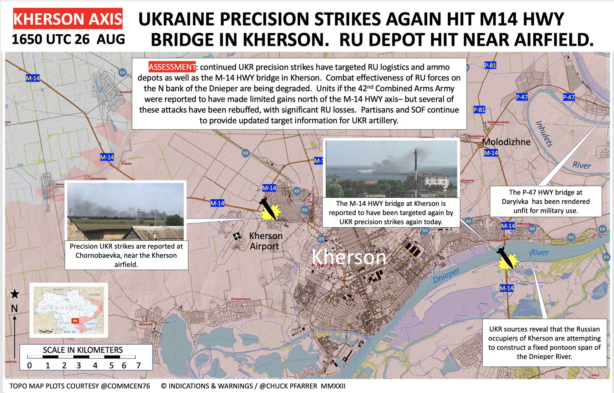 Chuck Pfarrer | Indications & Warnings | on Twitter: "KHERSON / 1650 UTC 26 AUG / Continued UKR ...