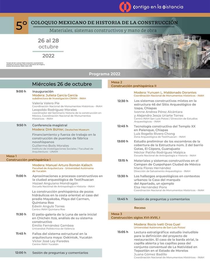 Coloquio Mexicano de Historia de la Construcción on Twitter: "Nos complace compartir el programa ...