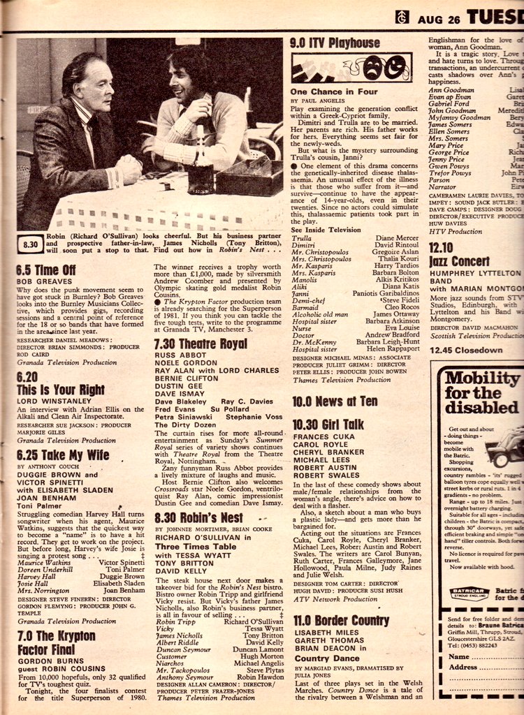 Graeme Wood on Twitter: "TV📺26/8/80 ITV 4.15:The Sooty Show 4.45:The Square Leopard 5.15:Roses ...