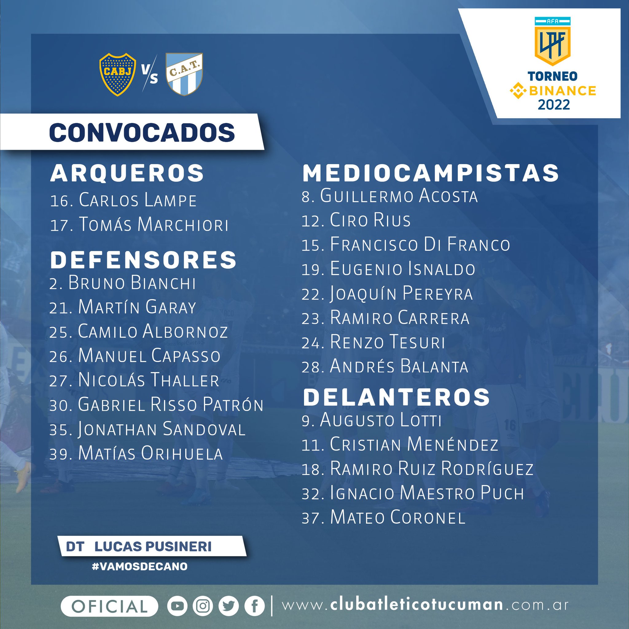 Atlético Tucumán On Twitter Torneobinance ️ ¡a Buenos Aires 📋 Estos