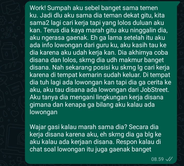 BACA RULES DI (bit.ly/worksfess) on Twitter: "Work! Menurut kalian gimana? Wajar gasi aku marah ...