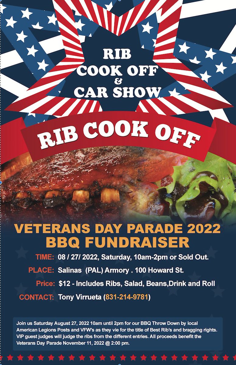 Luis Alejo⚖️ on Twitter: "Support the Veterans Day BBQ Rib Cook Off tomorrow in Old Town Salinas ...