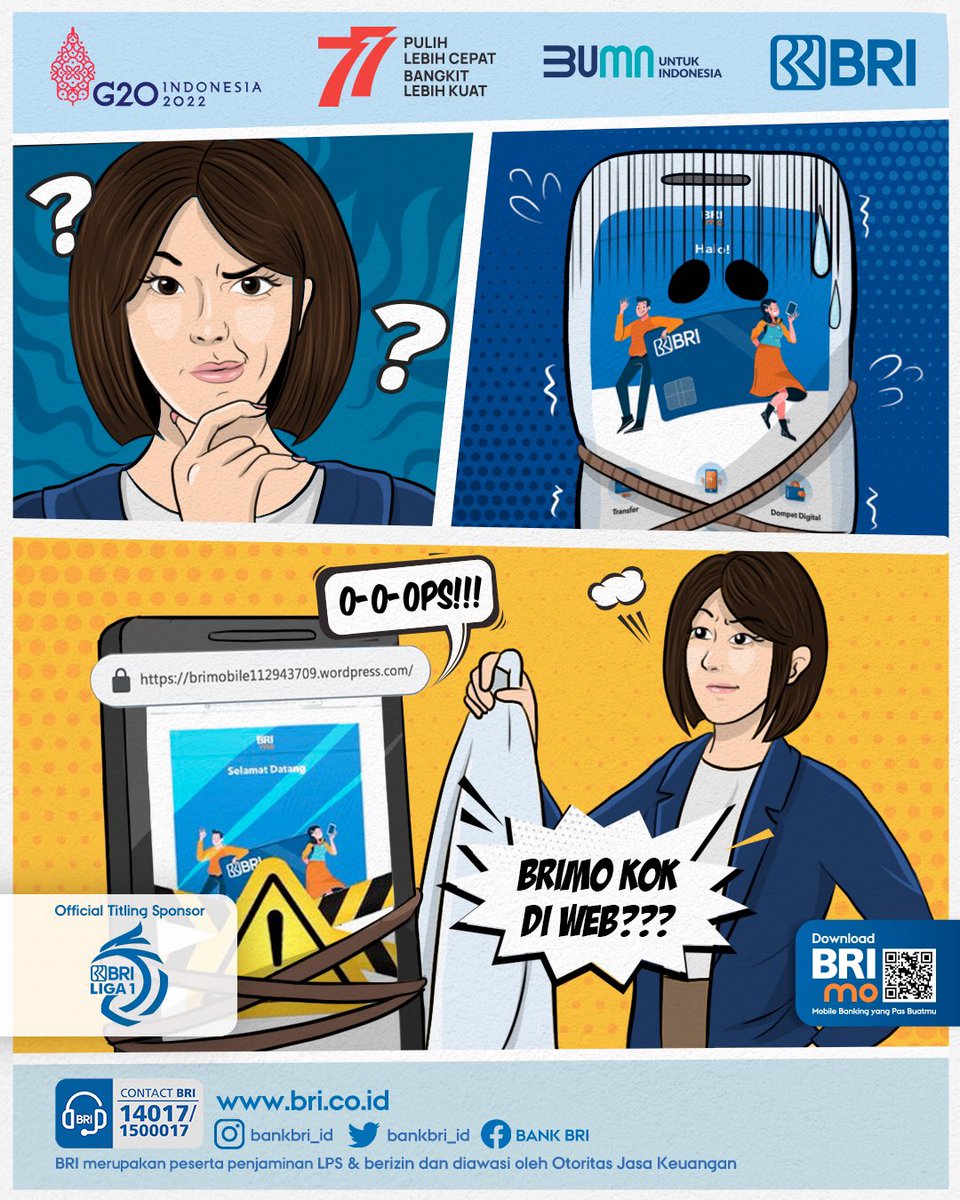 BANK BRI on Twitter: "SERUPA TAPI TAK SAMA! WASPADAI WEB BRImo PALSU!!! Sobat BRI, hati-hati ya ...