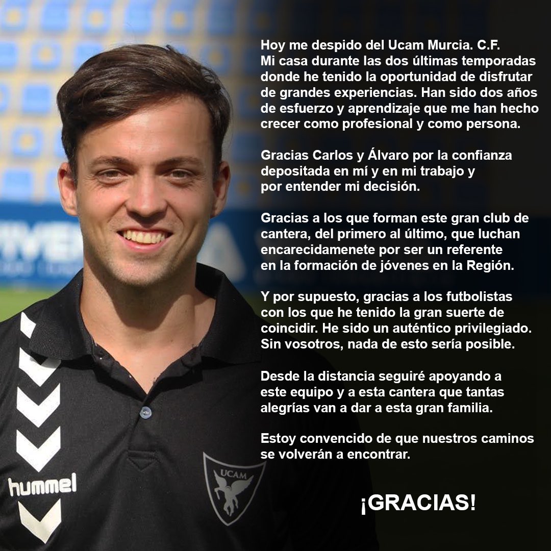 Antonio Paredes on Twitter: "¡GRACIAS! @UCAMMurciaCF https://t.co/rFDV4xsEth" / Twitter