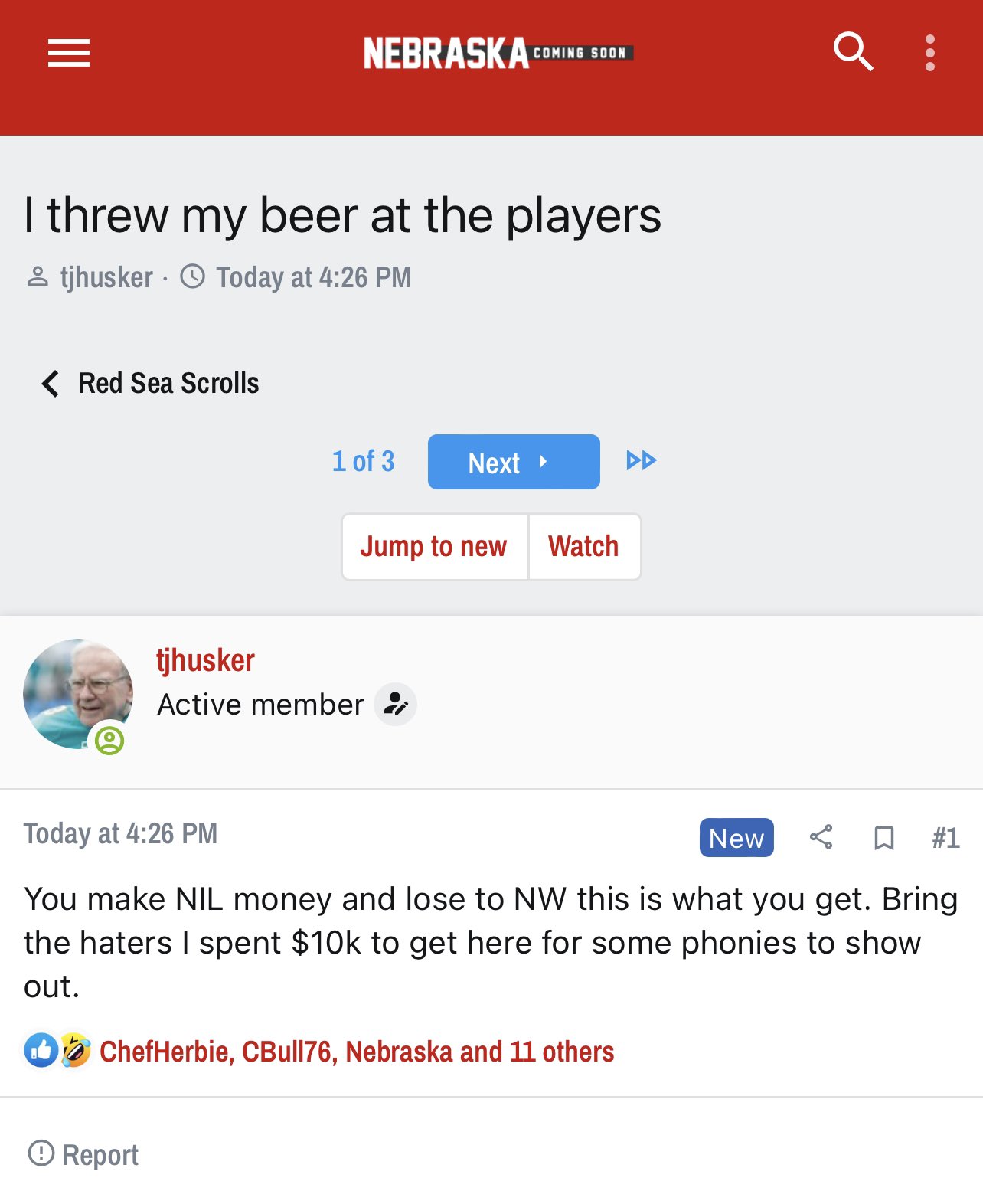 Message Board Geniuses on Twitter: "#Nebraska fan hopes to inspire players by throwing beer at ...