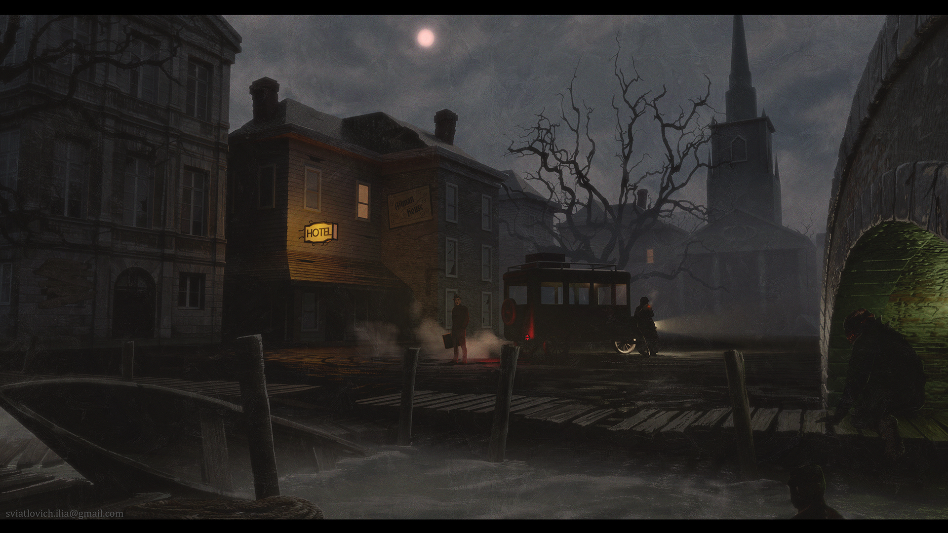 Ilia Sviatlovich on Twitter: "Arriving to Innsmouth #horror #conceptart #lovecraft #innsmouth ...