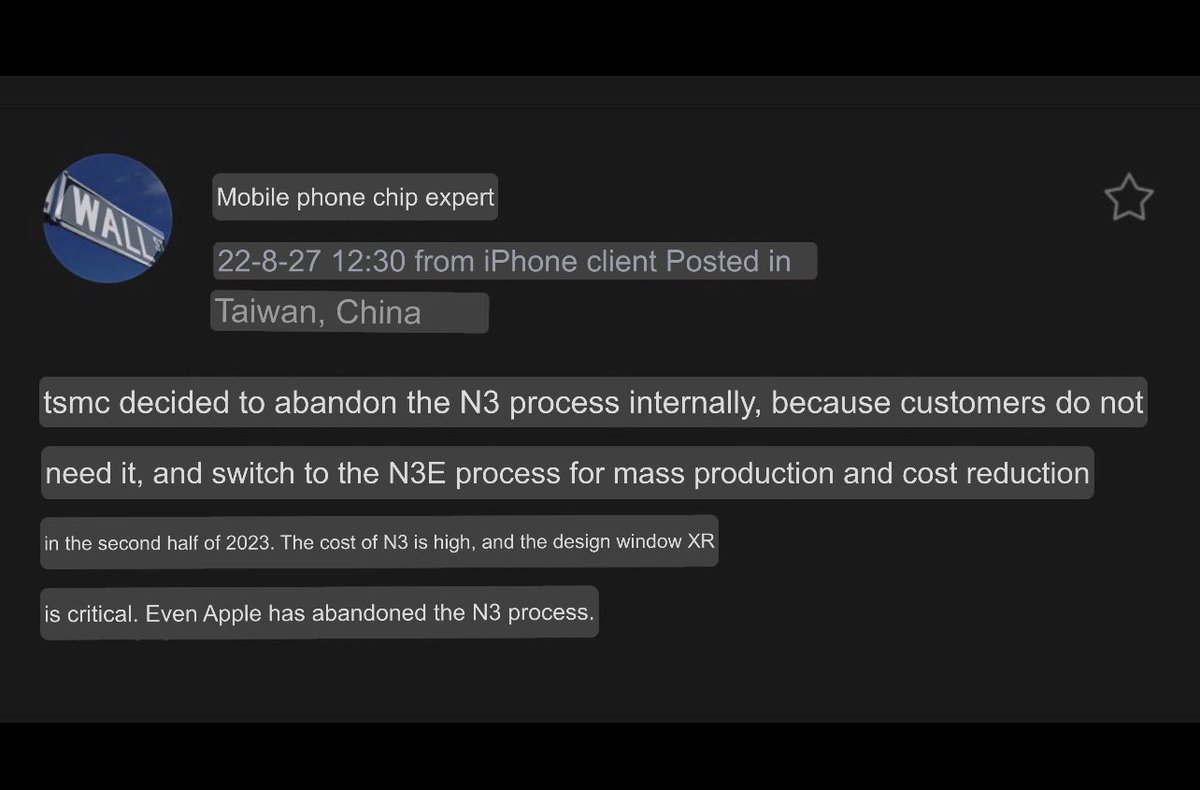 [루머] TSMC, 내부적으로 N3E 공정 위해 N3 공정 포기하기로 결정 - 미코