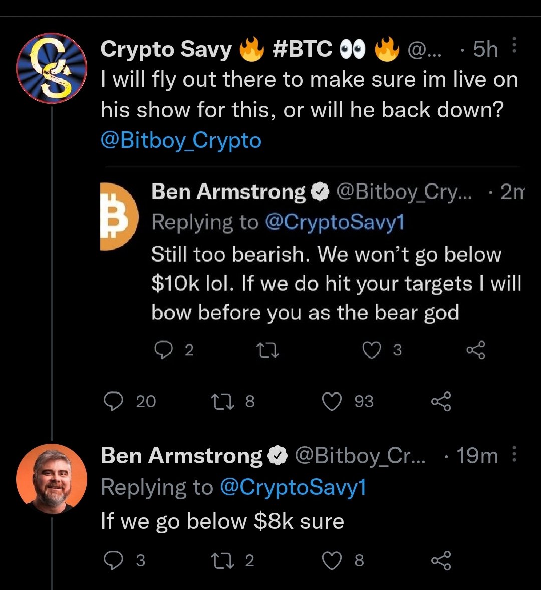 Crypto Savy 🔥 #BTC 👀 🔥 on Twitter: "So..appearently now @Bitboy_Crypto changed it to 8k? Lol...k ...