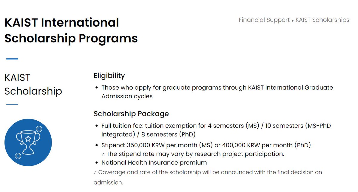 Weyinmi on Twitter: "RT @adejimiadeniji: KAIST International Scholarships for Postgraduate ...