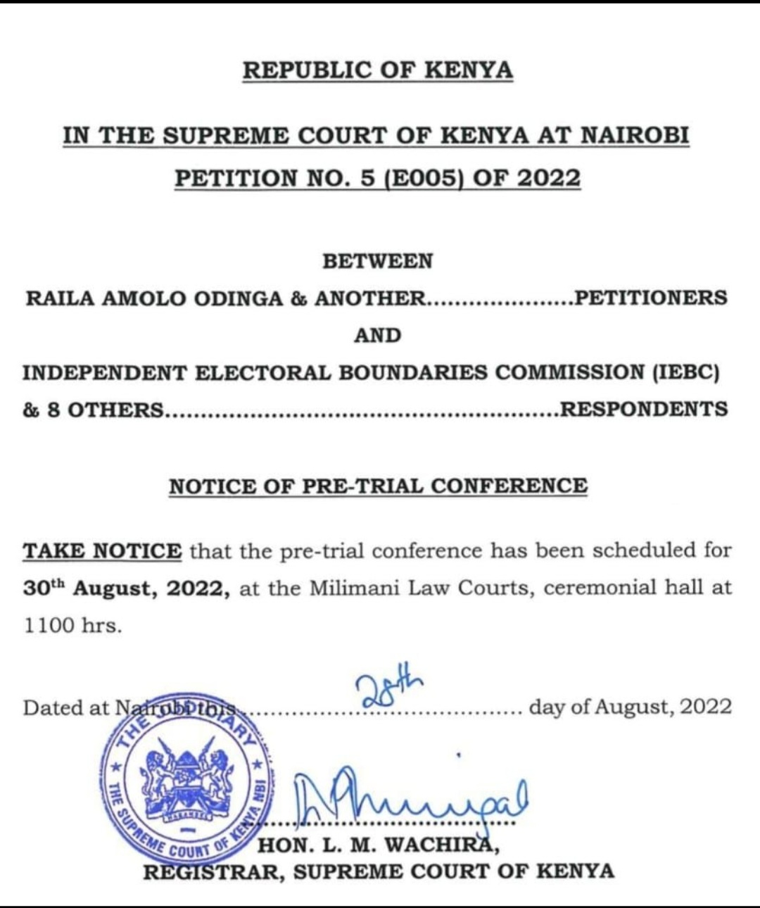 The Judiciary Kenya On Twitter Presidential Petition Pre trial the-judiciary-kenya-on-twitter-presidential-petition-pre-trial